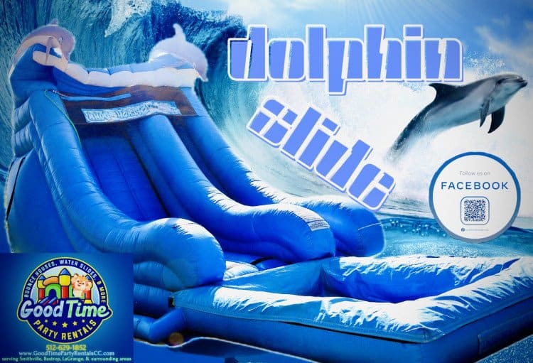 18ft Dolphin slide - GoodTimePartyRentals Cedar Creek TX